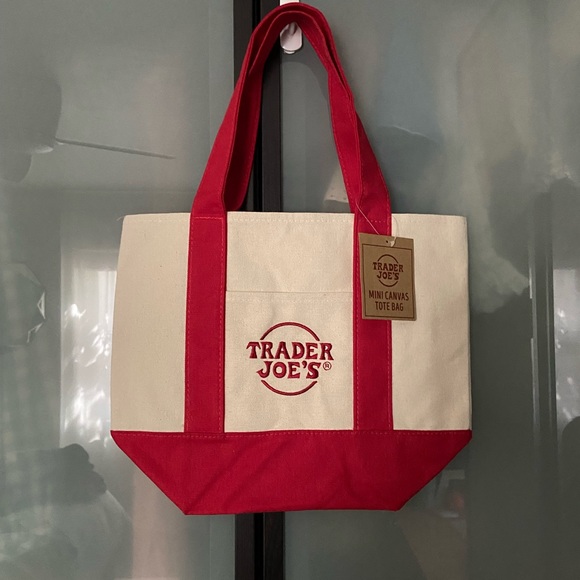 trader joe’s | Bags | Trader Joes Mini Canvas Tote Bag Red New | Poshmark
